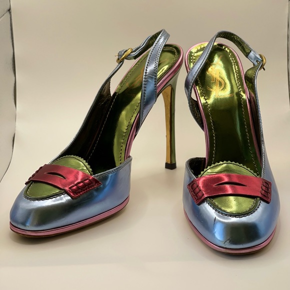 Yves Saint Laurent | Shoes | Ysl Yves Saint Laurent Metalic Blue Green ...